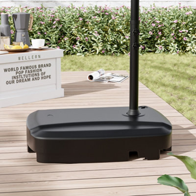 Breeins Black Hdpe Water And Sand Filled Garden Parasol Base Cantilever ...