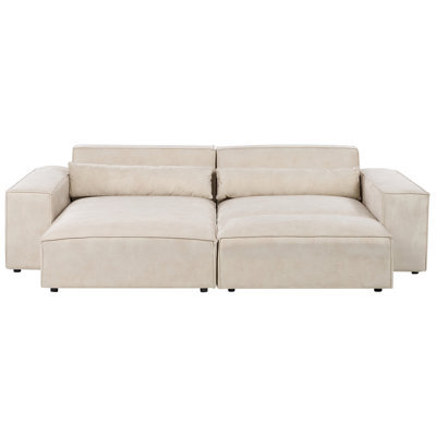 Beliani Modular Corner Sofa 2 Seater Hellnar Velvet Light Beige With ...