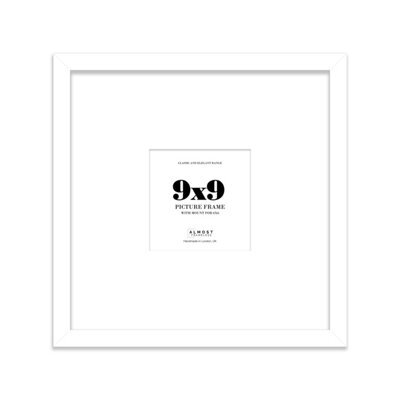 "9X9"" White Picture Frame - 9X9"" Square Frame With 6X6"" Mount For ...