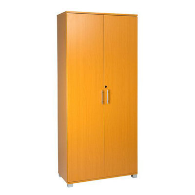 MMT Funiture Designs Beech Wooden Filing Cabinet With 4 Shelves 2 Door Lockable Filing Cabinet Tall Wood Office Storage Cupboard Organiser by B Q ufurnish