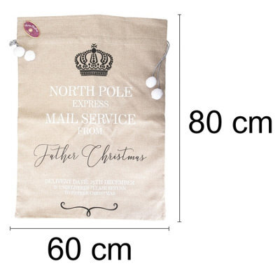 Shatchi North Pole Express Beige Hessian Sack Perfect For Holiday Gifts ...