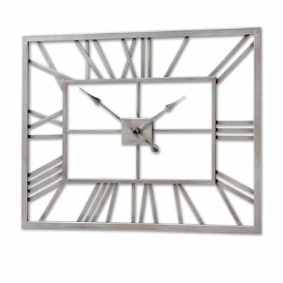 Silver Rectangular Skeleton Wall Clock by B&Q | ufurnish.com