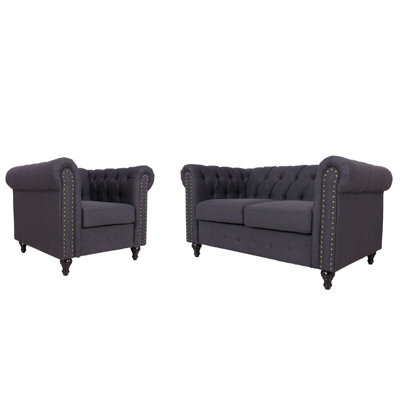 Retro Sofa Set,linen 3 Seater Upholstered Luxury Sofa Set, Loveseat+ ...