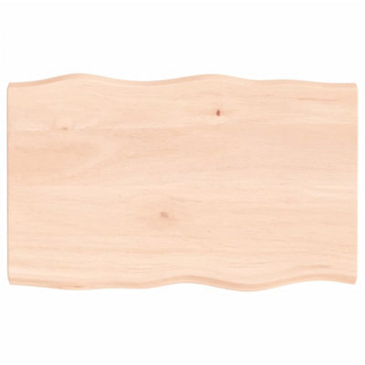 Berkfield Table Top 80X50X4 Cm Untreated Solid Wood Oak Live Edge by B ...