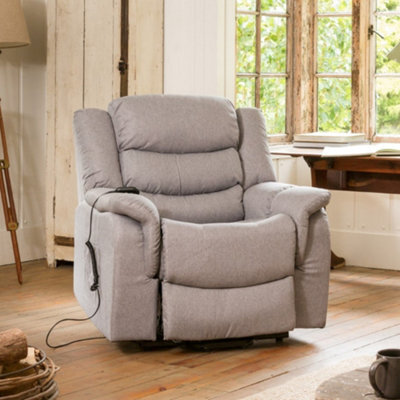 Colfax 94Cm Wide Light Grey Fabric Upholstery Electric Power Lift ...