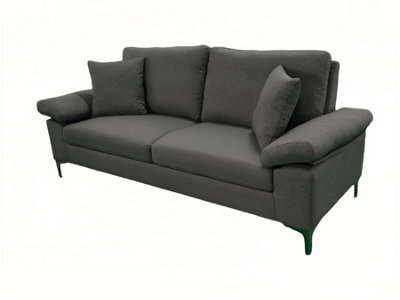 Kosy Koala Modern Three Seater Sofa Grey Fabric With Chrome Feet ...