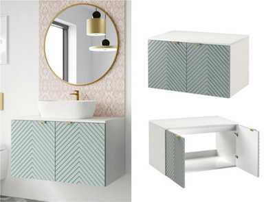 Impact Furniture Wall Hung Vanity Unit 800mm Green Bathroom Cabinet ...