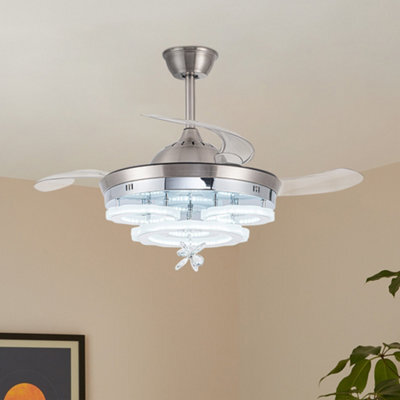 Living And Home 3 Light Changing Acrylic Ceiling Fan For Bedroom Living ...
