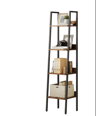 Modcraft Industrial 4-Tier Ladder Shelf, Rustic Brown & Black Bookcase ...