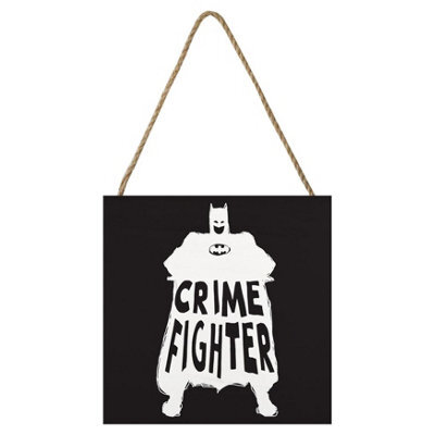 DC comics Batman Crime Fighter Wooden Block Black/white (20Cm X 20Cm ...