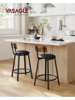 Songmics Vasagle Bar Stools, Set Of 2 Pu Upholstered Breakfast Stools ...