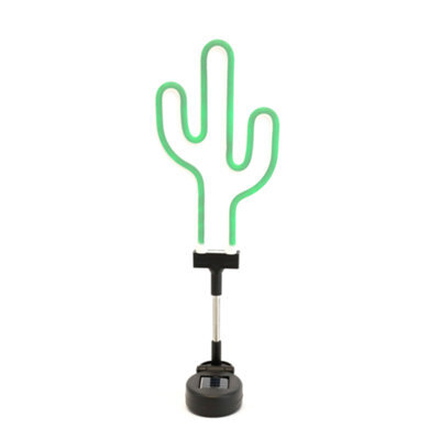 Gardenwize Solar Powered Led Neon Light Up Cactus Stake Light ...