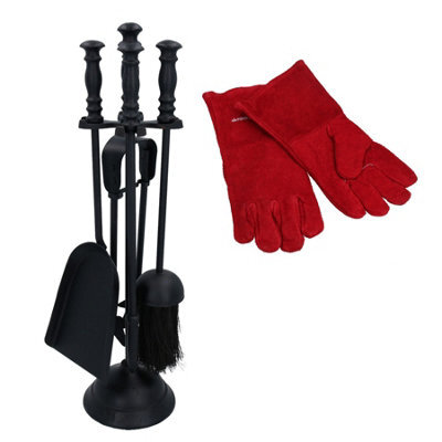 AB Tools 5Pc Log Burner Fire Fireside Fireplace Companion Set & Heat ...