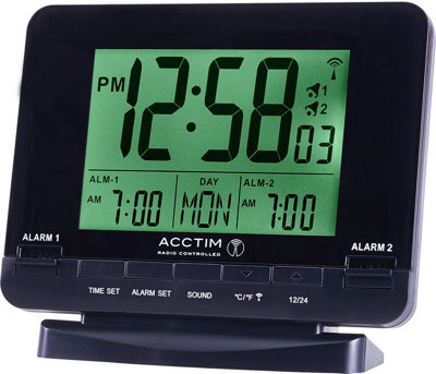 Acctim Delaware Digital Alarm Clock Radio Controlled Dual Couples Alarm ...