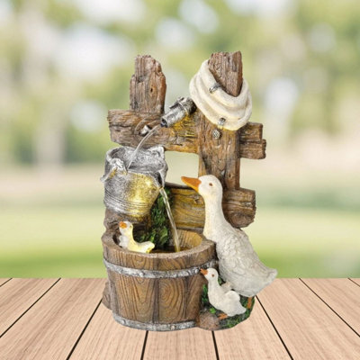 Lumineo Outdoor Duck Water Fountain Garden Water Feature Mother & Baby ...