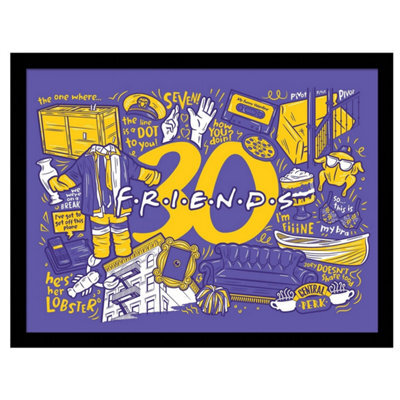 Friends 30 Years Infographic Framed Poster Purple/yellow (45Cm X 35Cm ...