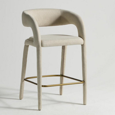 Where Saints Go Ltd Delano Bar Stool Linen Fabric Curved Cut Out Modern ...