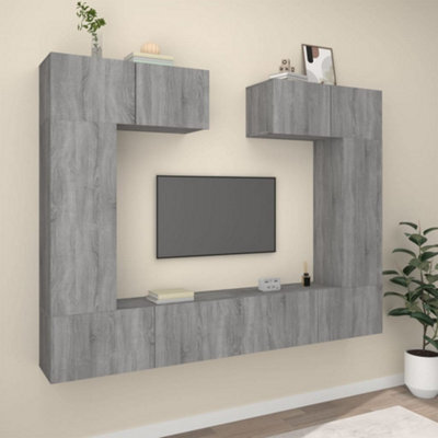 Berkfield 6 Piece Tv Cabinet Set Grey Sonoma Engineered Wood by B&Q ...