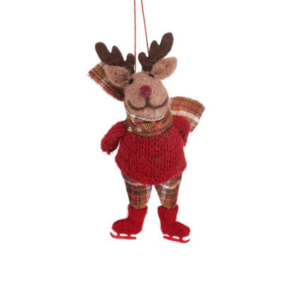 Sass & Belle Rudi Rudolph On Skates Felt Decoration by B&Q | ufurnish.com