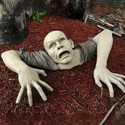 Halloween Crawling Zombie Horror Props Outdoor Garden Statue Graveyard ...