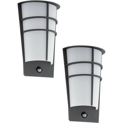 2 Pack Ip44 Outdoor Wall Light With Pir Sensor - Modern Anthracite ...
