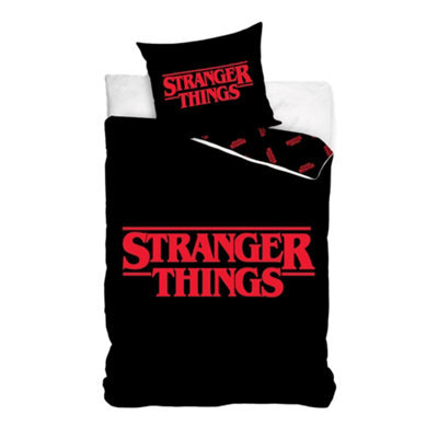 Stranger Things Logo Duvet Cover Set Black/red (Single) by B&Q ...