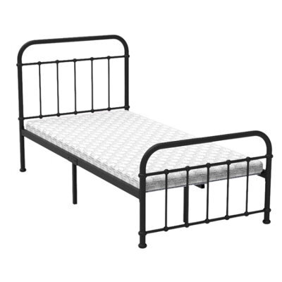 Home Source Minerva Vintage Style Black Metal Single Bed Frame by B&Q ...