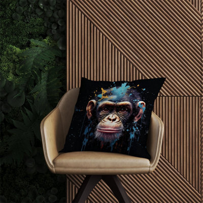 Warren Reed Designer Monkey Face Splashart With Blue Outdoor Cushion ...