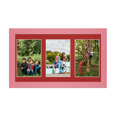 AK Frames 40X20Cm Pastel Pink Modern Multi Photo Frame With Crimson ...