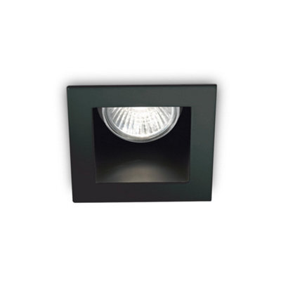 Ideal Lux Funky Indoor Square Recessed Downlight Lamp 1 Light Black ...