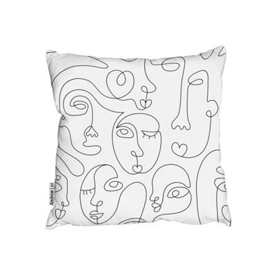 Andrew Lee Line Drawing Of Faces (Outdoor Cushion) / 60Cm X 60Cm by B&Q ...