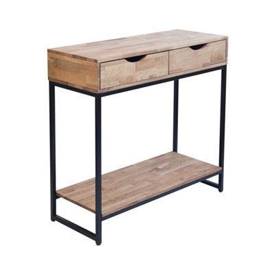 LPD Mirelle Console Table - Solid Oak Elegance With Sleek Black Metal Frame by B&Q | ufurnish.com