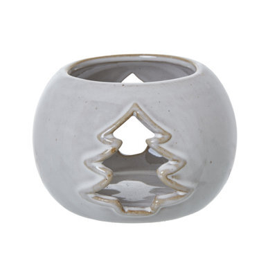 White Ceramic Tree Cut-Out Round Tealight Holder by B&Q | ufurnish.com