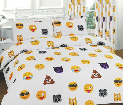 Homes & Linen Duvet Cover Set Ikon Emoji Reversible Kids Printed Quilt ...