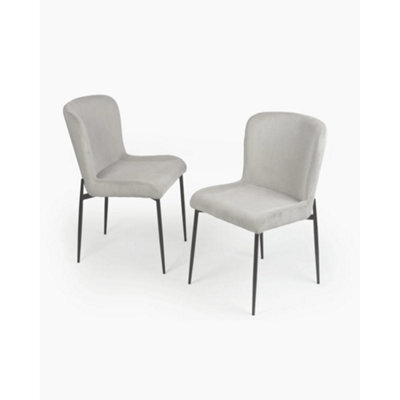 Evre Light Grey Freddie Dining Chairs Set Of 2, Upholstered, Corduroy ...