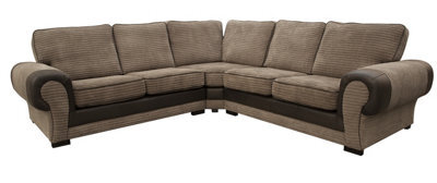 Big Corner Sofa Suite Tango Jumbo Cord Fabric Seater Brown by B&Q ...