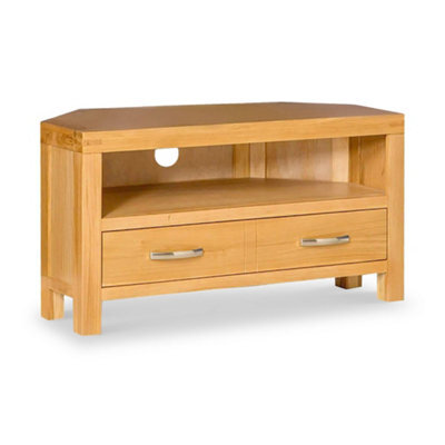 Abbey Light Oak 90Cm Corner Tv Unit - Fully Assembled By Roseland ...