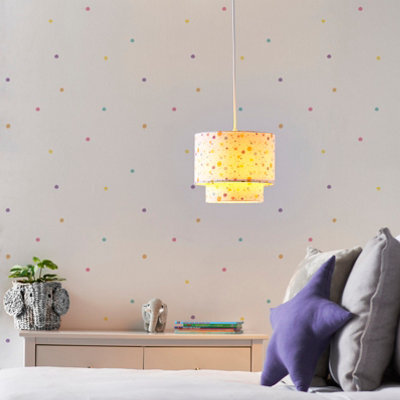 Printed Multicolour Polka Dot 2-Tier Cylinder Light Shade (D)25Cm by B ...