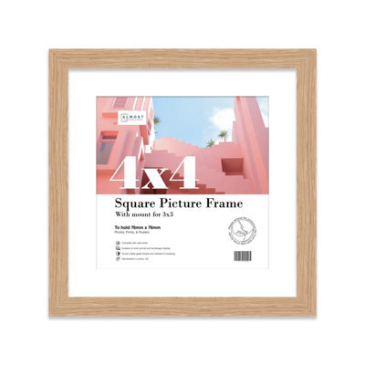 "4X4"" Oak Picture Frame - 4X4"" Square Frame With 3X3"" Mount For 4X4 ...