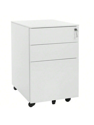 Songmics Mobile File Cabinet With 3 Drawers Lockable Steel Pedestal ...
