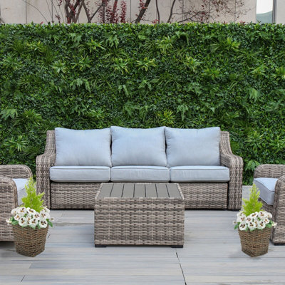 Greenbrokers 2 X Artificial White Pansy Rattan Patio Planters 60Cm/23 ...