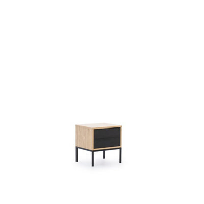 Arte Stylish Black Loft Bedside Table H480mm W450mm D400mm With Push-To ...