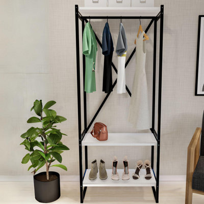 Urbn-Living Urbnliving 160Cm Height 3 Tier White Wooden Coat Rack And ...