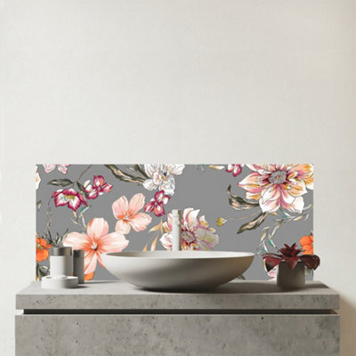 Warren Reed Designer Peony, Lily, Tulip, Daisy Glass Bathroom Splashback by B&Q | ufurnish.com