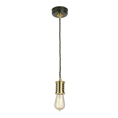 Elegant Black And Brass 1 Bulb Ceiling Pendant Light For Modern ...