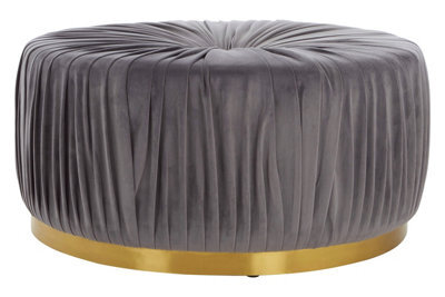 Premier Housewares Interiors By Premier Grey Footstool With Gold Base ...