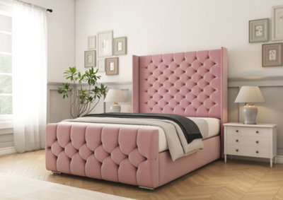 Comfort Beds Monte Carlo Blush Plush Bed Frame by B&Q | ufurnish.com