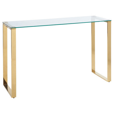 Beliani Console Table Tilon Tempered Glass Gold by B&Q | ufurnish.com
