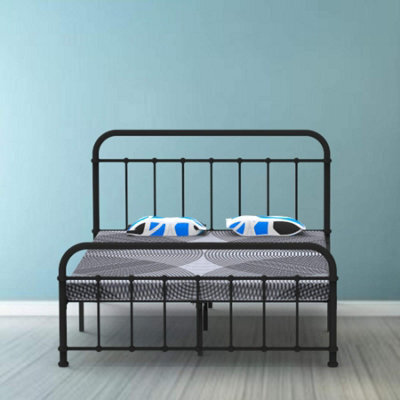 Home Source Minerva Vintage Style Black Metal Small Double Bed Frame by ...