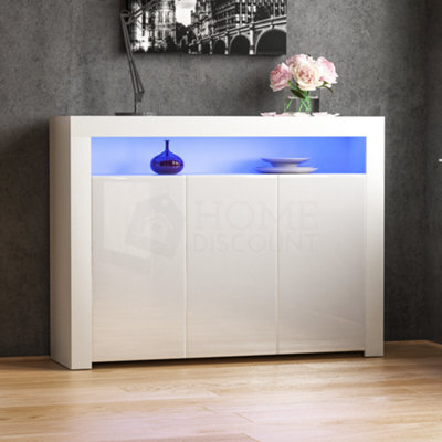 Lassic Vida Designs Nova White 3 Door Led Sideboard Storage Cabinet ...